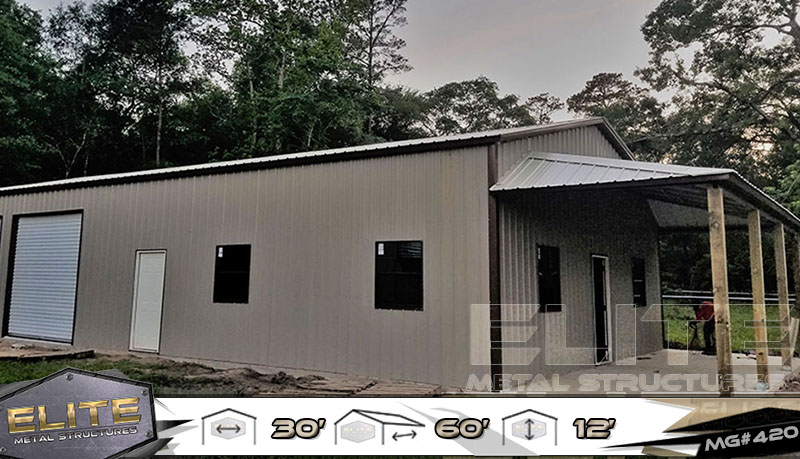 #125 Large Lean-to On Existing Structure | Elite Metal Structures
